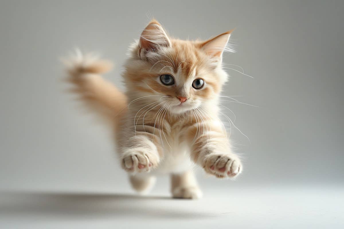 Tiny Orange Kitten Enchants a Pack of Big Dogs with His Epic Little Zooms